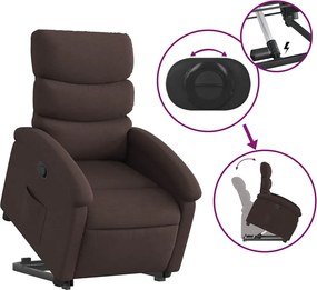 Zvedací polohovací křeslo tmavě hnědé textil 3203983