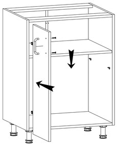 Aspen | dolní skříňka D60-L | LEVÁ | bílá lesk