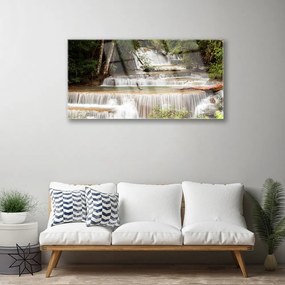 Obraz na skle Vodopád Les Příroda 100x50 cm