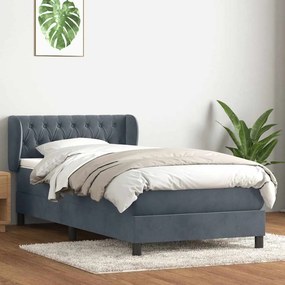 Box spring postel s matrací tmavě šedá 80x220 cm samet 3317800