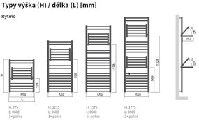 Isan Rytmo 1215 x 600 mm koupelnový radiátor bílý