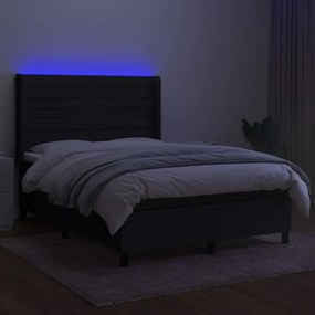 Box spring postel s matrací a LED černá 140x190 cm textil 3138391
