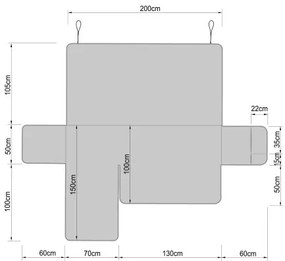 Potah na rohovou sedačku levý PARIS hnědý, 200 cm