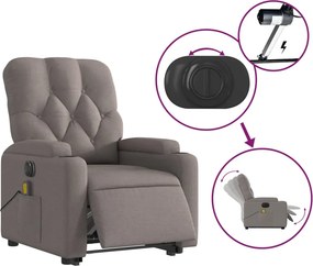 Elektrické zvedací masážní polohovací křeslo taupe textil 3204754