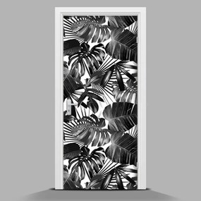 Wallmuralia Nálepka fototapeta na dveře Listy palmy černobílé 75x205