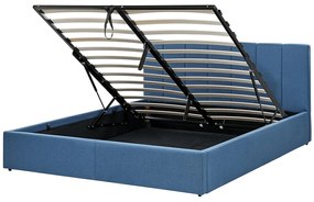 Čalouněná postel s úložným prostorem 160 x 200 cm modrá DREUX Beliani