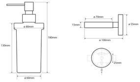 Sapho X-ROUND dávkovač mýdla 230ml, mléčné sklo, chrom - XR101