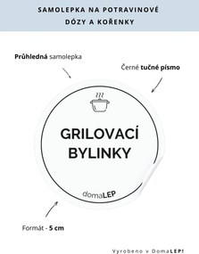 Samolepka na kořenky GRILOVACÍ BYLINKY průhledná 5 cm tučné písmo