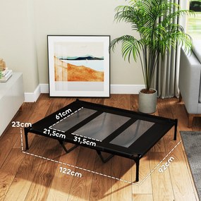 PawHut Přenosný Zdvižený Pelíšek pro Psy a Kočky s Prodyšnou Síťovinou a Oxfordskou Tkaninou pro Vnitřní a Venkovní Použití 122x92x23 cm Černý
