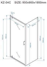 BPS-koupelny Čtvercový sprchový kout HYD-SK04C 90x90 zlatá kartáčovaná/transparent - bez vaničky