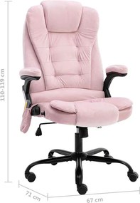 Masážní kancelářská židle růžová samet 20574