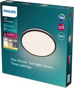Philips Ozziet 18W černá / LED stropní svítidlo / 1800lm / 2700K / IP2