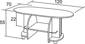 Bradop Oválný konferenční stolek Vít K12 pojízdný | Provedení: L - Olše