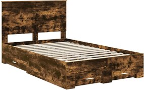 Rám postele s čelo Kouřový dub 120 x 200 cm Kompozitní dřevo 3409680