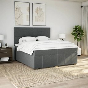 Box spring postel s matrací tmavě šedá 200x200 cm textil 3291776