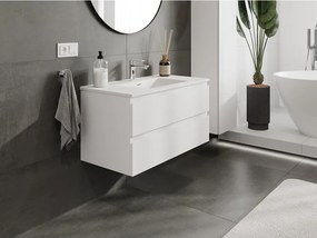 Mexen Orio, koupelnová skříňka 90 cm s umyvadlem Otis, 2 zásuvky, bílá matná, 91A10-09047-2-BFF01-W18M01