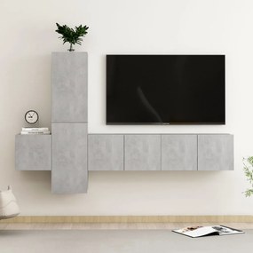 5dílný set TV skříněk betonově šedý dřevotříska 3079073