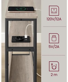Odkládací stolek s USB Vasagle Jinad šedý