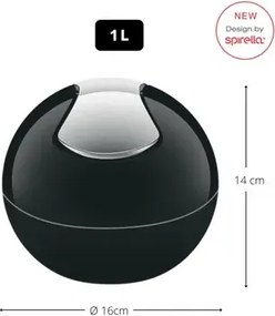 Spirella BOWL mini výklopný odpadkový koš 1 L černý / plast