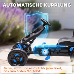 Motokára s pedály, šlapací auto pro děti s brzdami, protiskluzová kola, kovový rám, 3-6 let, modrá barva