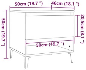 Odkládací stolek dub sonoma 50 x 46 x 50 cm kompozitní dřevo - Default Title