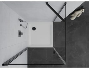 Mexen Pretoria sprchový kout s otočnými dveřmi 80 x 80 cm, průhledné, Černá + vanička do sprchového kouta Flat - 852-080-080-70-