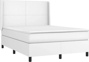Box spring postel s matrací a LED bílá 140x190 cm umělá kůže 3139260