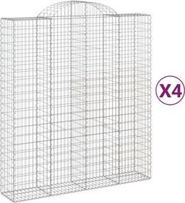 vidaXL Klenuté gabionové koše 4 ks 200x50x220/240cm pozinkované železo [3146448]