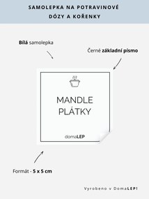 MANDLE – bílá samolepka na dózu, základní písmo, 5 x 5 cm | DomaLEP