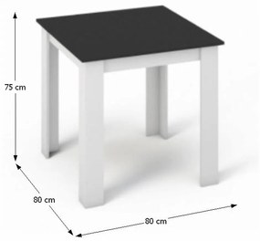 Kondela Jídelní stůl, bílá / černá, 80x80 cm, KRAZ