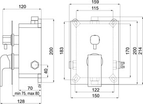 Novaservis Podomítková baterie s boxem 2 vývody, SHARP BOX37051R,0