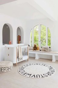 Lorena Canals, Přírodní koberec, ručně tkaný Round ABC Natural-Black, 150x150 (průměr) kruh, bílá, dětský pokoj