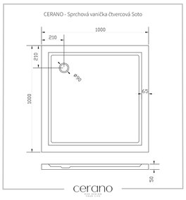 CERANO - Sprchová vanička čtvercová Soto - bílá lesklá - 100x100 cm
