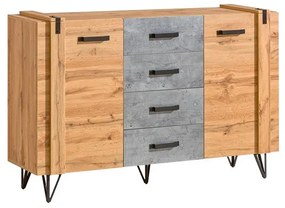 Komoda LOFTER 05 beton millenium + dub wotan