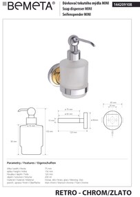 Bemeta Design RETRO gold-chrom: Dávkovač mýdla, 200 ml -
