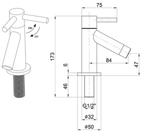 Aqualine Stojánkový kulový ventil 1/2", 128mm, chrom ZY12045