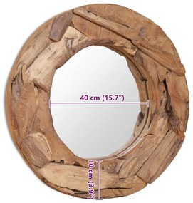 vidaXL Marketos Dekorativní zrcadlo teak 60 cm kulaté