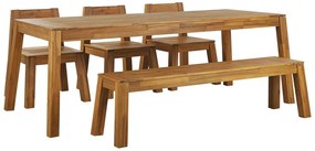 Šestimístná sada zahradního nábytku se židlemi, lavicí a stolem, akátové světlé dřevo, LIVORNO Beliani