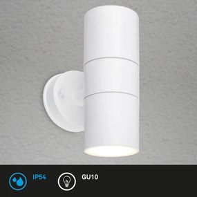 BRILO 3792026 Venkovní nástěnné svítidlo, IP54 voděodolné a prachotěsné, Up/Down, 16cm výška, bílé - BRILO
