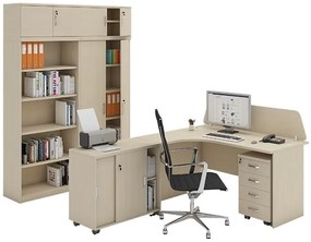 Rohový kancelářský pracovní stůl MIRELLI A+, levý, bříza