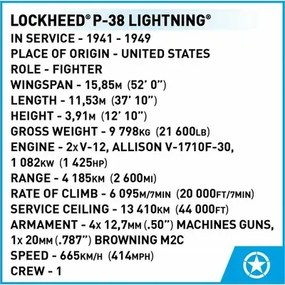COBI 5882 II WW Lockheed P-38 Lightning / 332 kostek / 1:48 / od 7 let