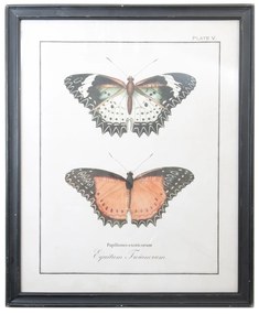 Černý dřevěný nástěnný obraz s motýly - 65*2*80 cm