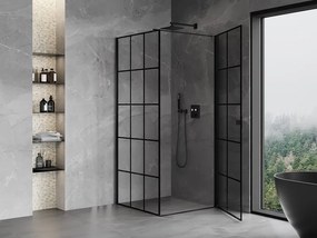 Mexen Mist-B, 1-křídlý ​​výklopný sprchový kout, pravý, 70 x 70 cm, čiré sklo-černá mřížka, 8A2T-070-070-70-77-P