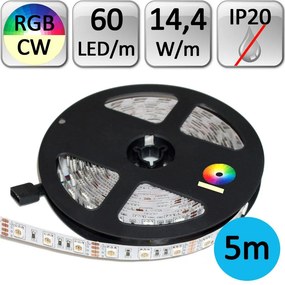 Berge LED pásek RGB+CW studená bílá 5m 14,4W/m 60LED/m 5050 IP20
