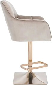 LuxuryForm DESIGN Barová židle AMALFI VELUR na zlaté hranaté podstavě - latte
