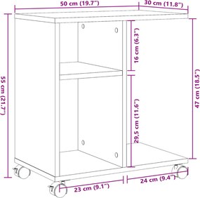 vidaXL Odkládací stolek na kolečkách 50x30x55 cm kompozit [840574] Barva: Černá