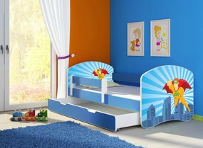 Dětská postel - Superhrdina 2 180x80 cm + šuplík modrá