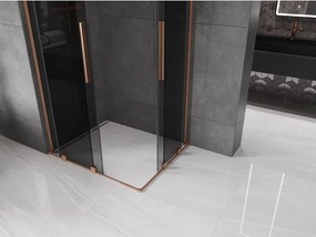 Mexen Velar L Duo, sprchový kout s posuvnými dveřmi 100 x 90 cm, 8mm šedé sklo, měděná matná, 871-100-090-02-43-65