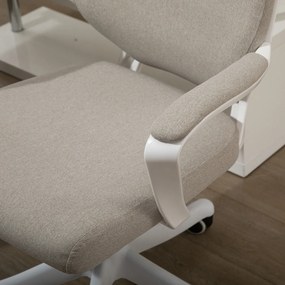Ergonomická kancelářská židle Vinsetto s bederní opěrkou výškově nastavitelná do 120 kg v béžové barvě pro kancelář a domácí kancelář
