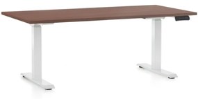 Výškově nastavitelný stůl OfficeTech C, 160 x 80 cm, bílá podnož, ořech